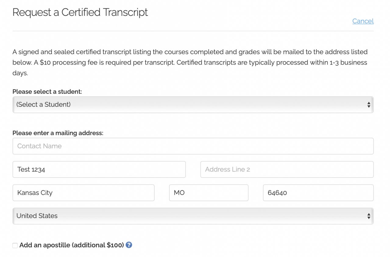 Tutorial – Requesting a Certified Transcript | Acellus Academy